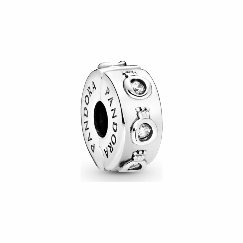 Achat Charm Pandora Signature clip lignes pavé & logo scintillant en ...