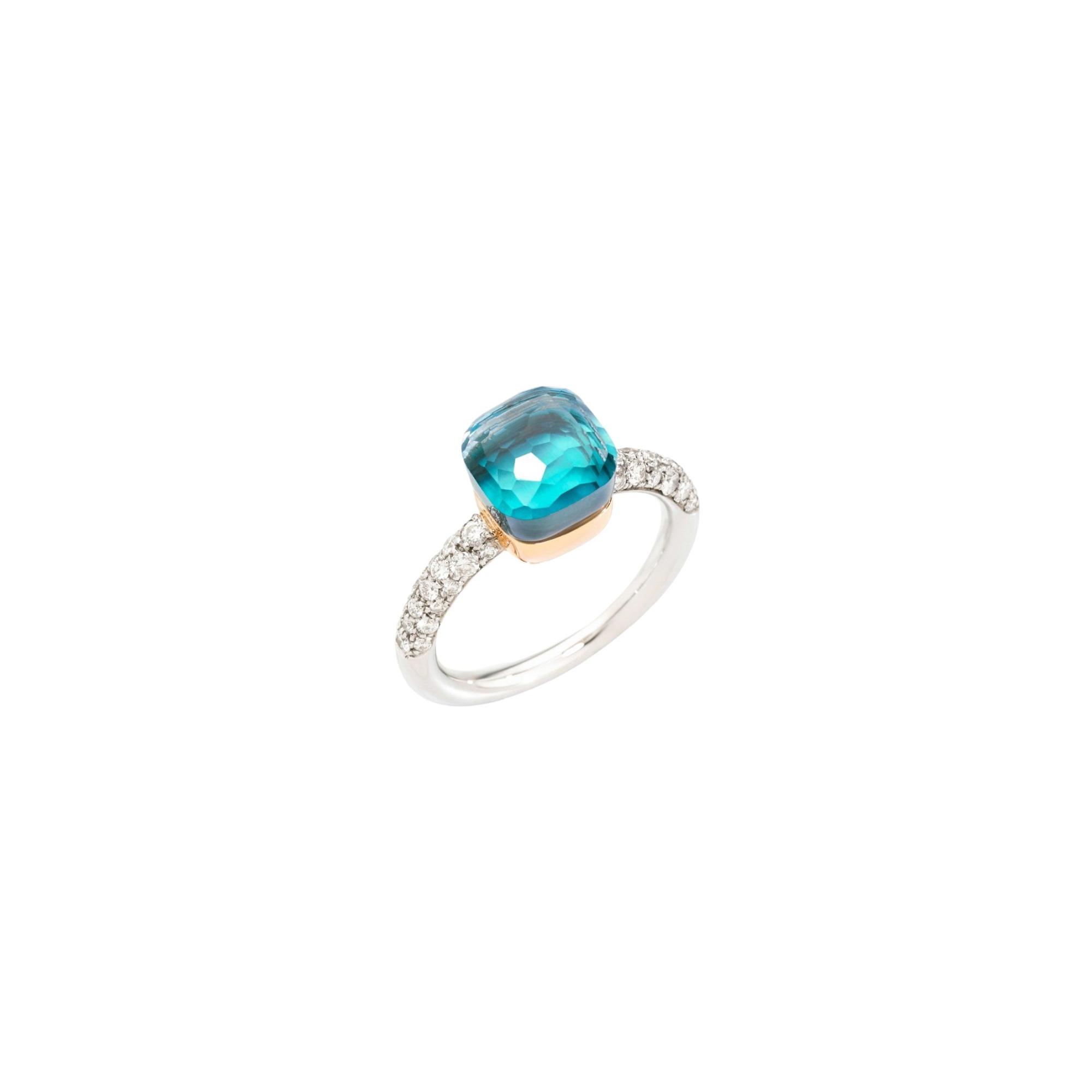 Achat Bague Pomellato Nudo en or blanc, or rose, topaze bleu ciel ... Achat Bague Pomellato Nudo en or blanc, or rose, topaze bleu ciel ...
